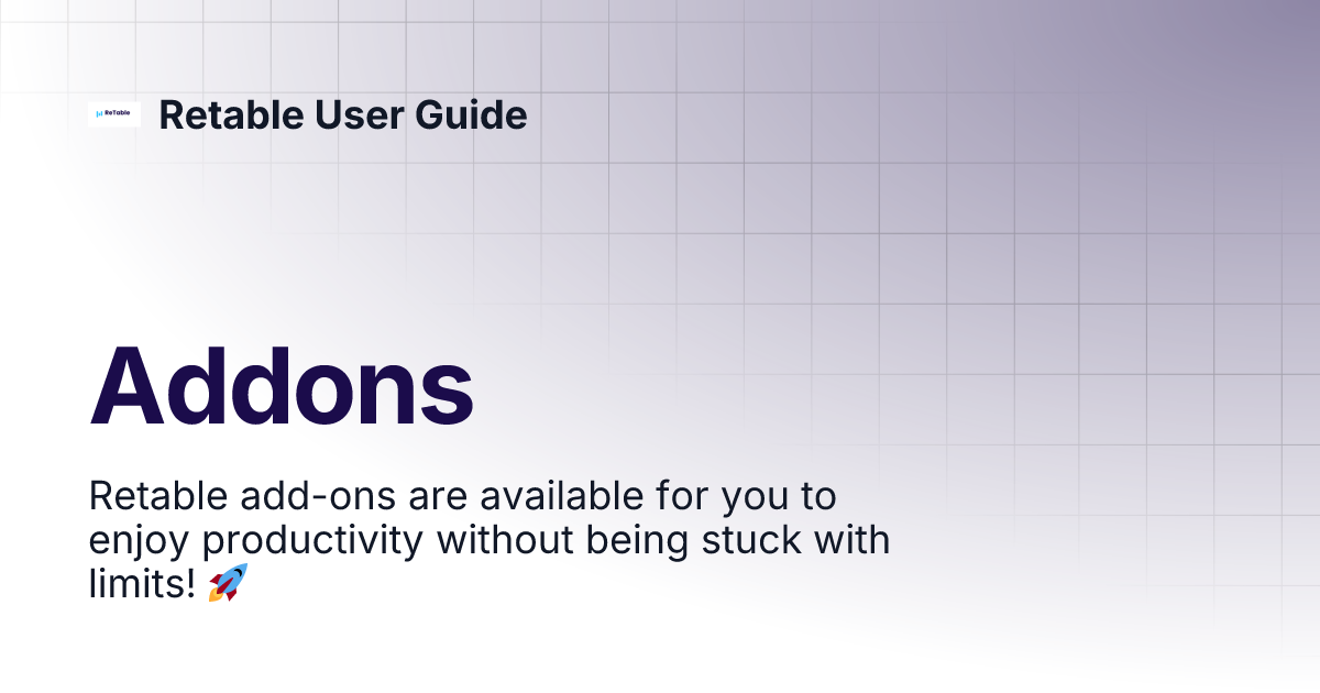 Addons | Retable User Guide